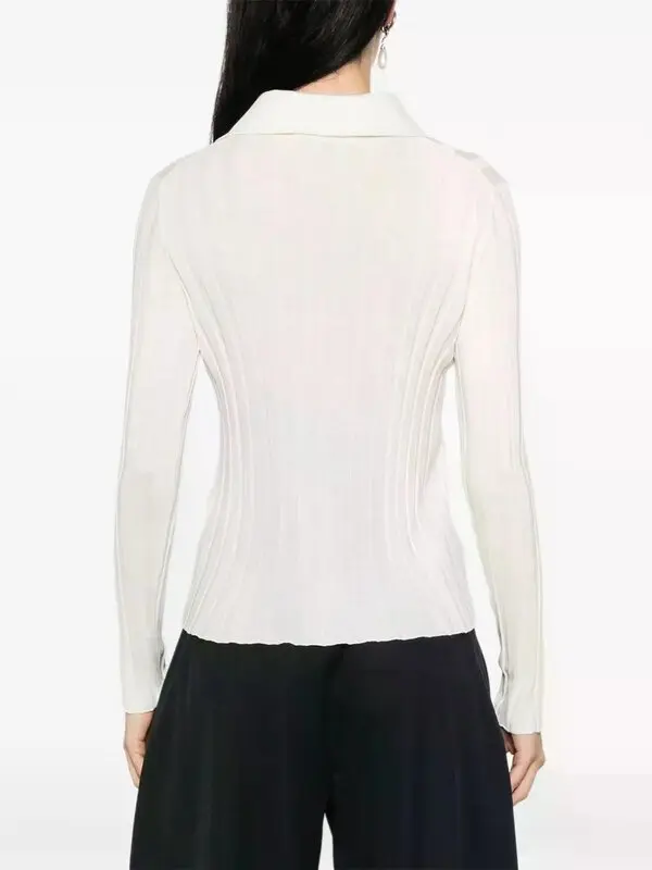 NACKIYE Ribbed Knit Button-up Top