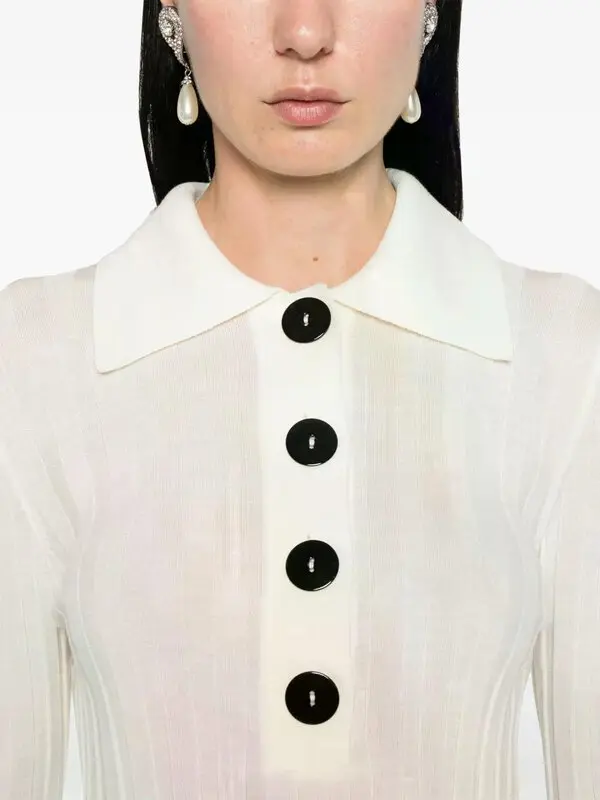 NACKIYE Ribbed Knit Button-up Top