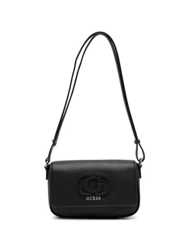 Guess Isola Embossed Logo Shoulder Bag - Black