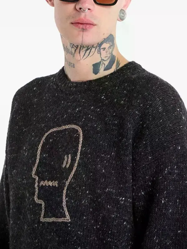 BRAIN DEAD Logo-embroidered Crew Neck Jumper