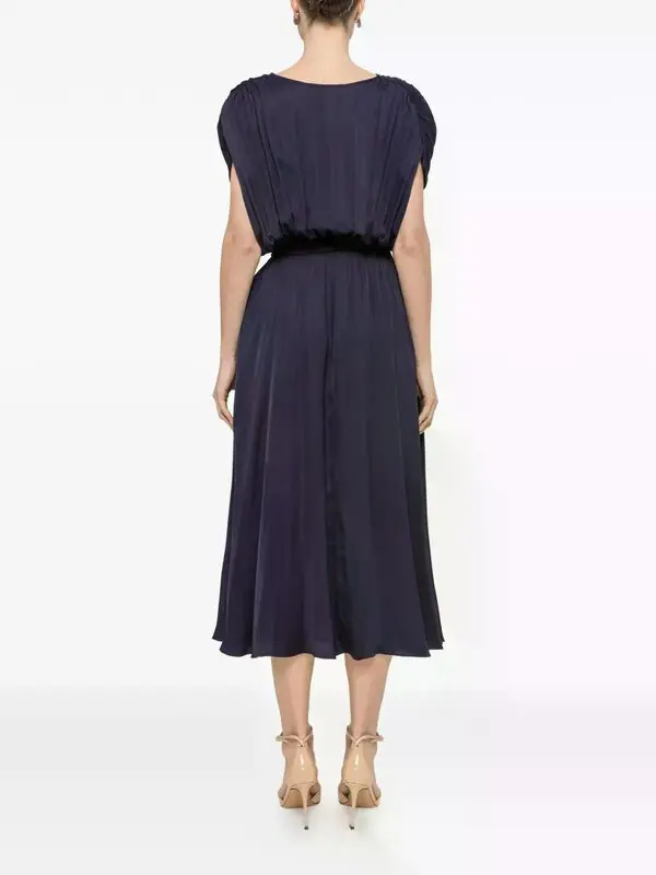 NISSA Belted V-neck Midi Dress