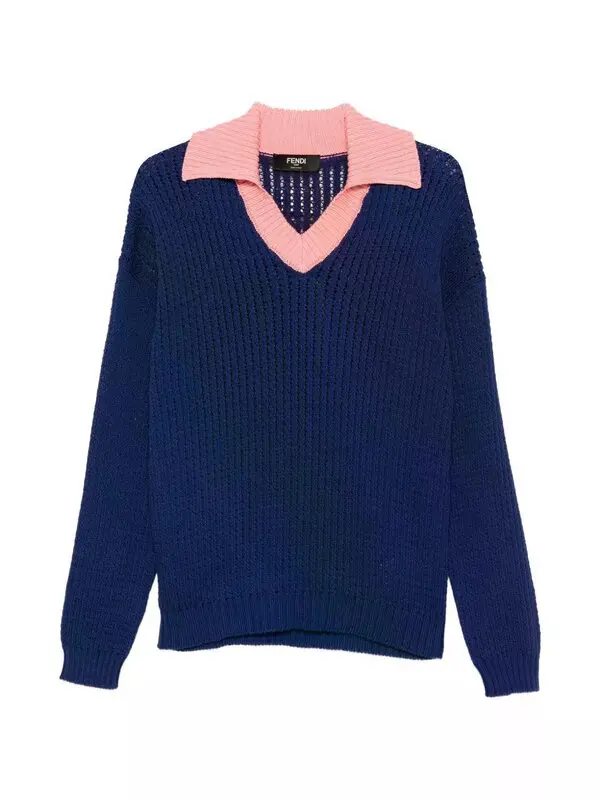 Fendi V-neck Collared Sweater