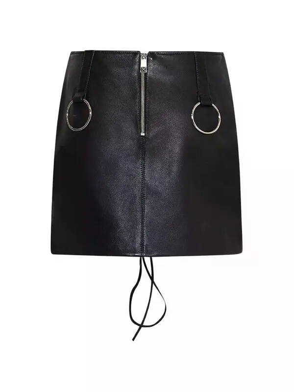 John Richmond Leather Mini Skirt With Ring Detail