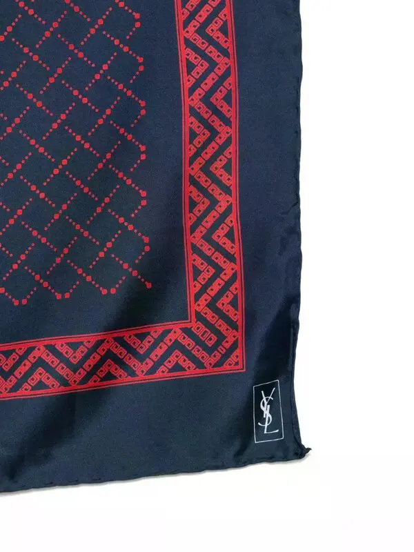 Saint Laurent 1990s Geometric Scarf - Blue