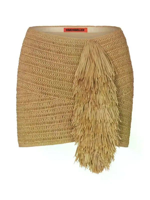 SIMONMILLER Woven Mini Skirt With Pompom Detail - Neutrals