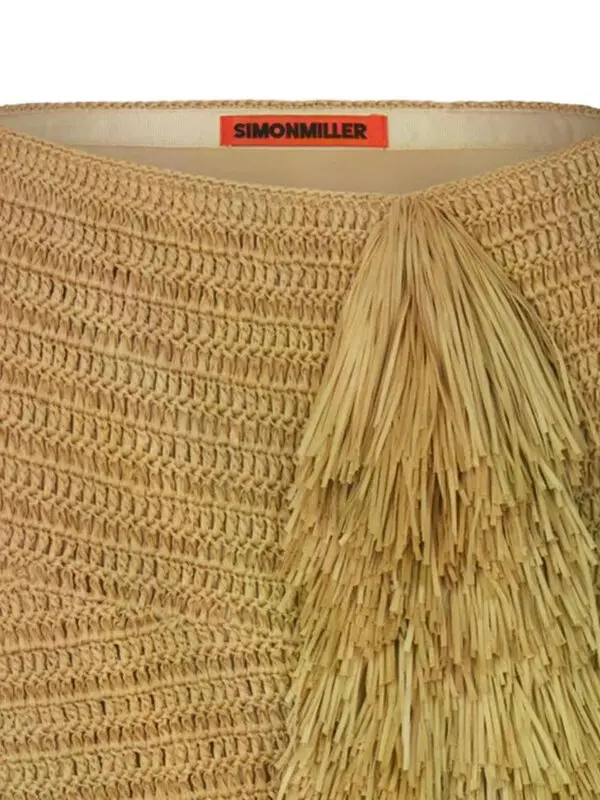 SIMONMILLER Woven Mini Skirt With Pompom Detail - Neutrals
