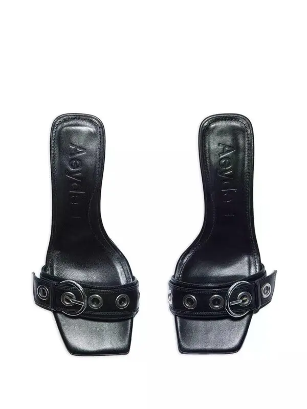 AeydĒ Gilly Leather Pumps With Eyelet Detail And Buckle Fastening - Black