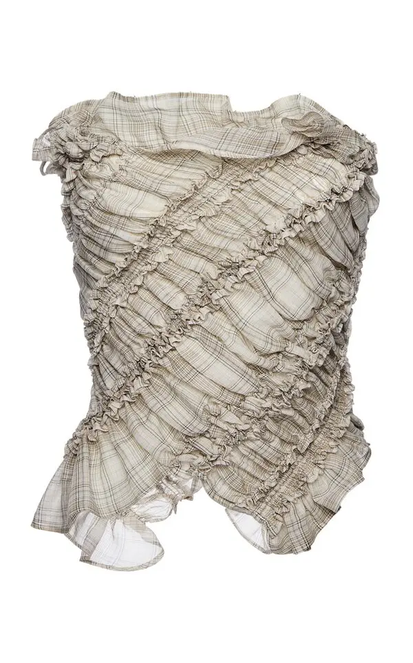Magda Butrym Strapless Cotton Top - Plaid