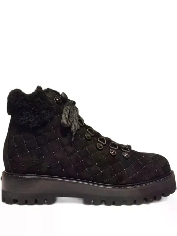 LE SILLA Quilted Lace-up Boots - Black