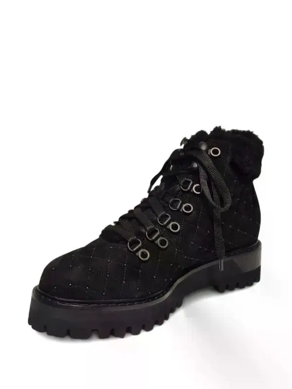 LE SILLA Quilted Lace-up Boots - Black