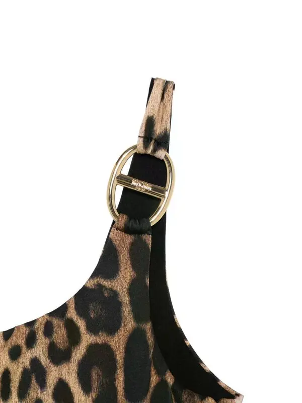 Moschino O-ring Leopard-print One-shoulder Swimsuit - Neutrals