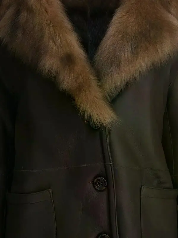B&W Fur Collar Button Coat