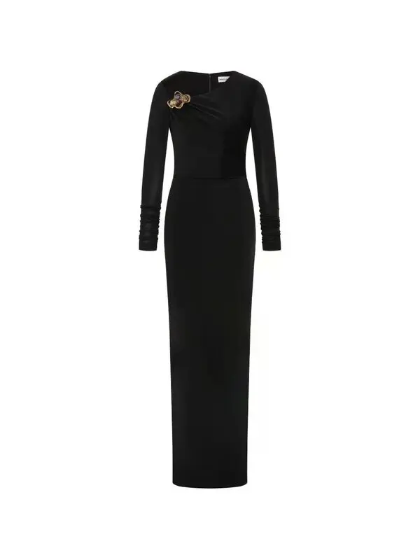 Rebecca Vallance Ruched Embellished Maxi Dress - Black