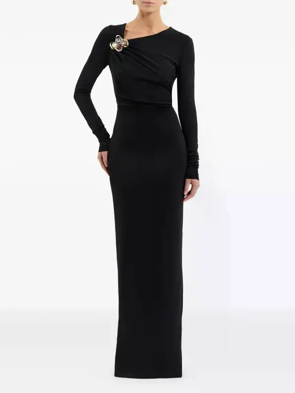 Rebecca Vallance Ruched Embellished Maxi Dress