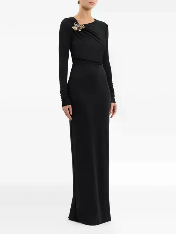 Rebecca Vallance Ruched Embellished Maxi Dress