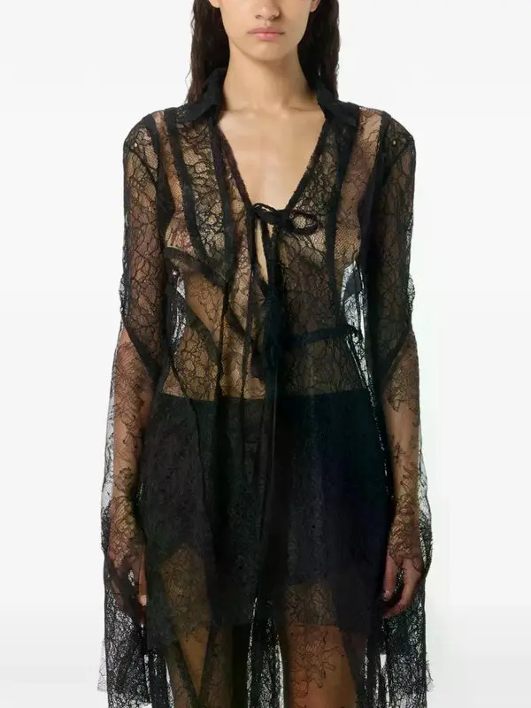 Blumarine Lace-patch Shirt With Tie Detail