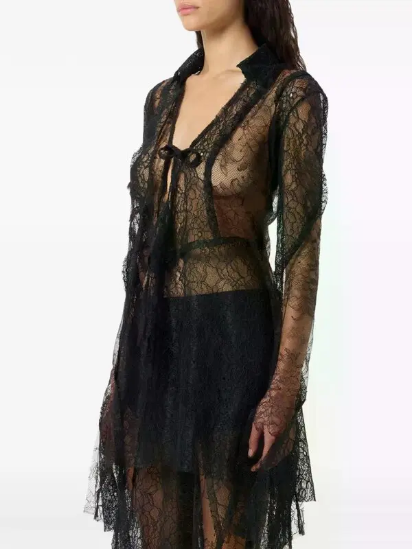 Blumarine Lace-patch Shirt With Tie Detail