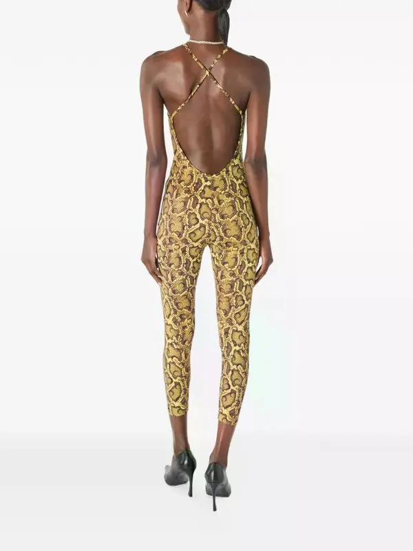 MARINE SERRE Python-print V-neck Jumpsuit
