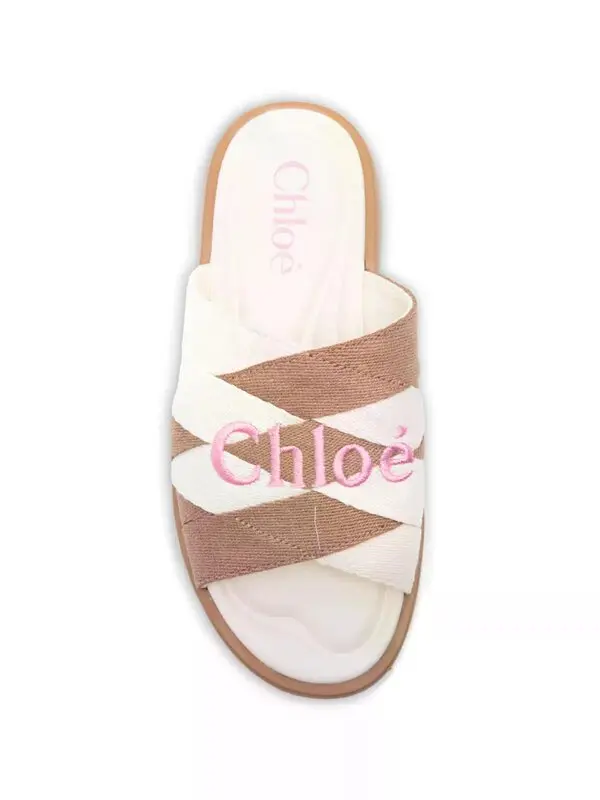 Chloé Poolette Embroidered Sandals - White