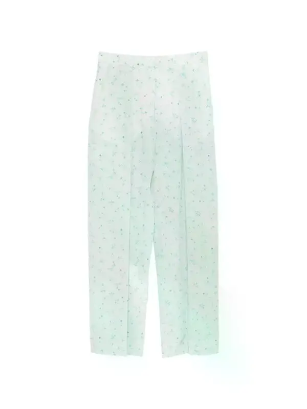 Victoria Beckham Floral Palazzo Trousers - Green