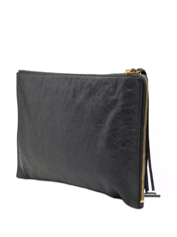 Balenciaga 2018 Lambskin Motocross Classic Zip Around Flat Clutch Bag