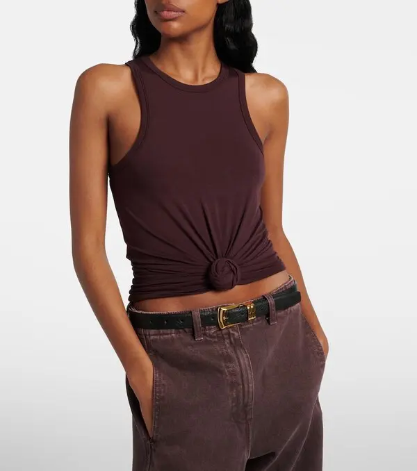 Magda Butrym Cotton-blend Crewneck Tank Top With Knot Detail - Brown