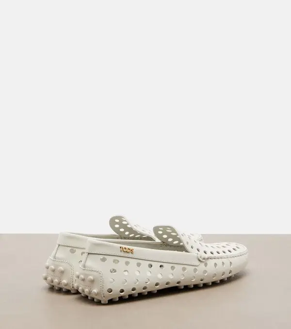 TOD'S Gommino Perforated Leather Loafers - White