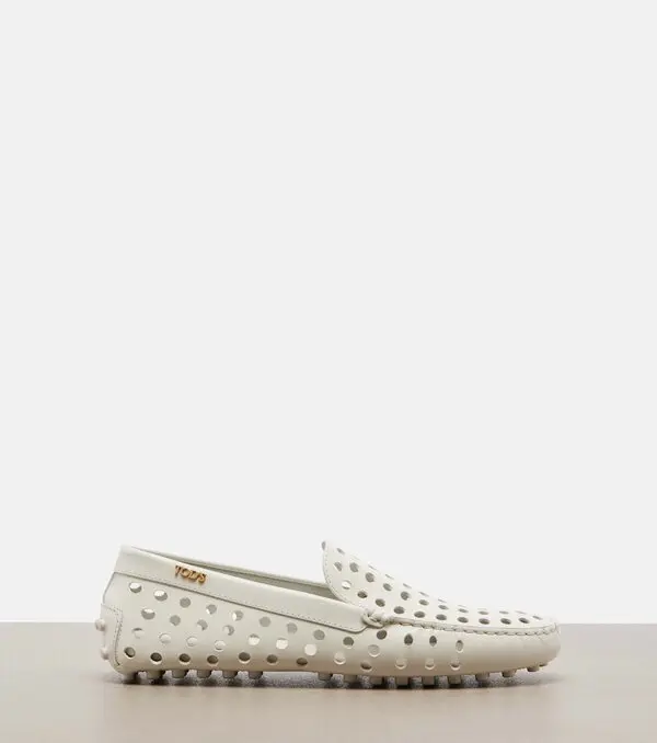 TOD'S Gommino Perforated Leather Loafers - White