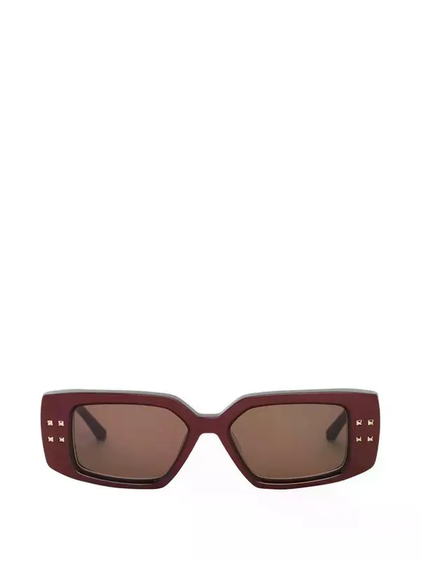 Valentino Garavani Studded Rectangle Frame Sunglasses - Red
