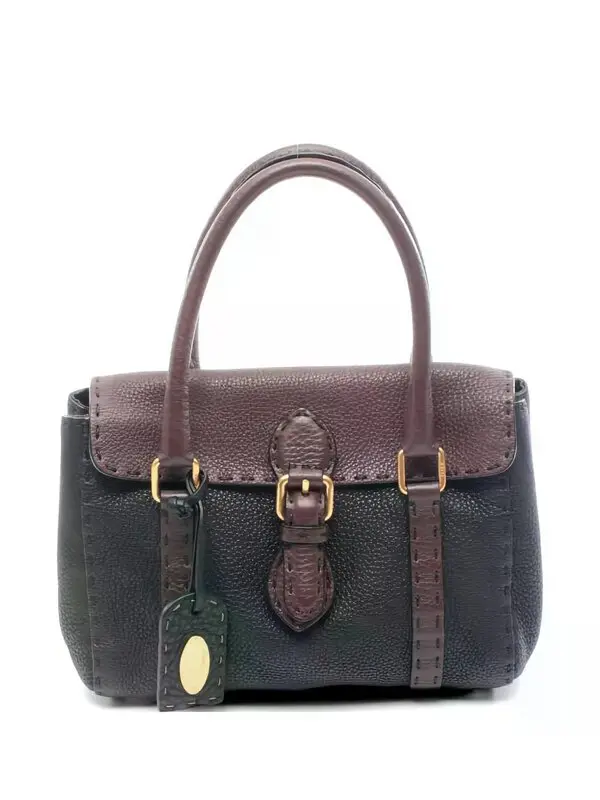 Fendi 2010s Mini Linda Selleria Leather Tote Bag - Black