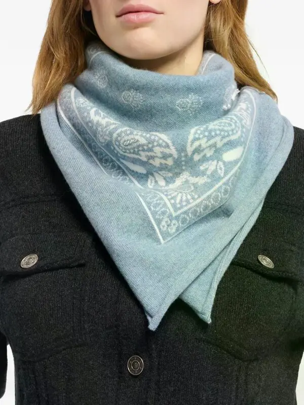 BARRIE Paisley Cashmere Bandana - Blue