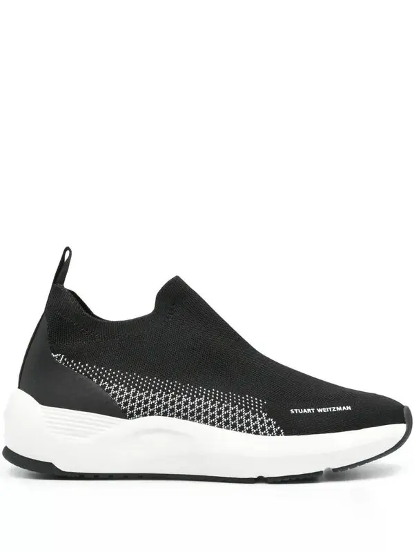 STUART WEITZMAN And White Knitted Slip-on Sneakers
