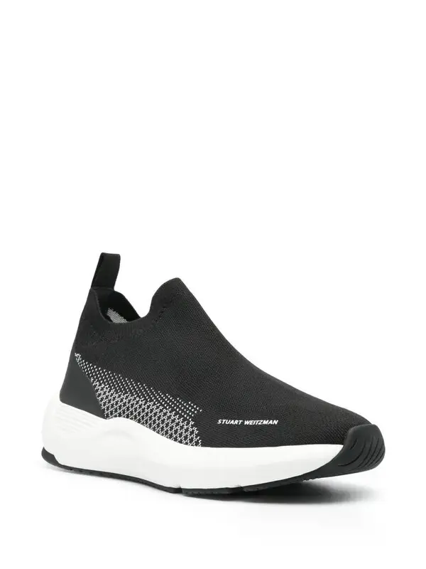 STUART WEITZMAN And White Knitted Slip-on Sneakers
