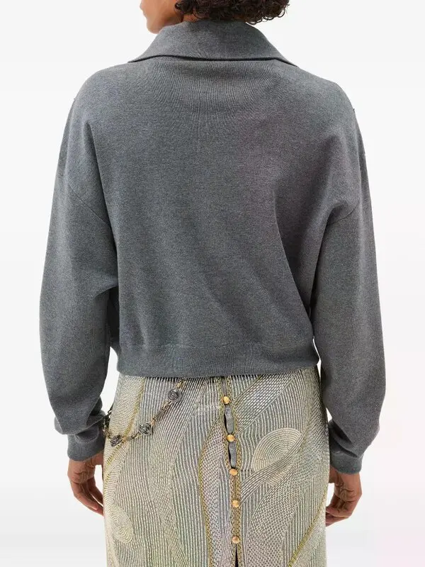 Versace Panelled Zip-up Wool Cardigan