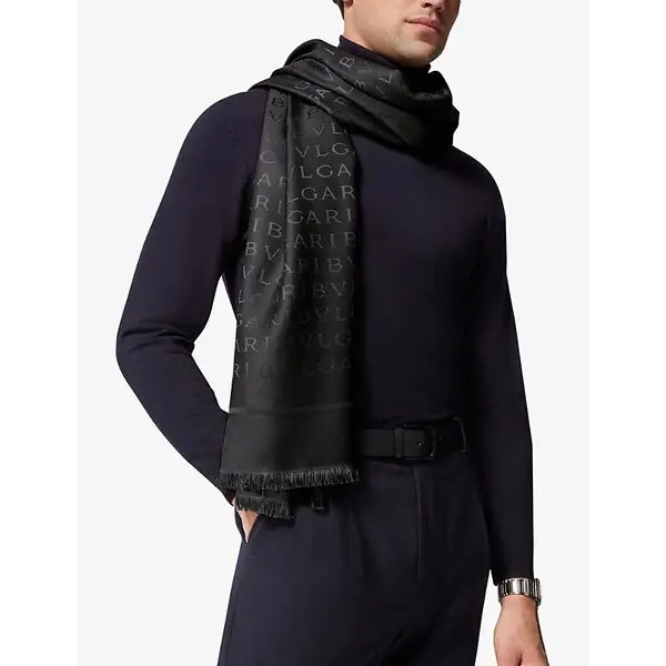 BVLGARI Lettere Maxi Brand-pattern Wool And Silk Stole