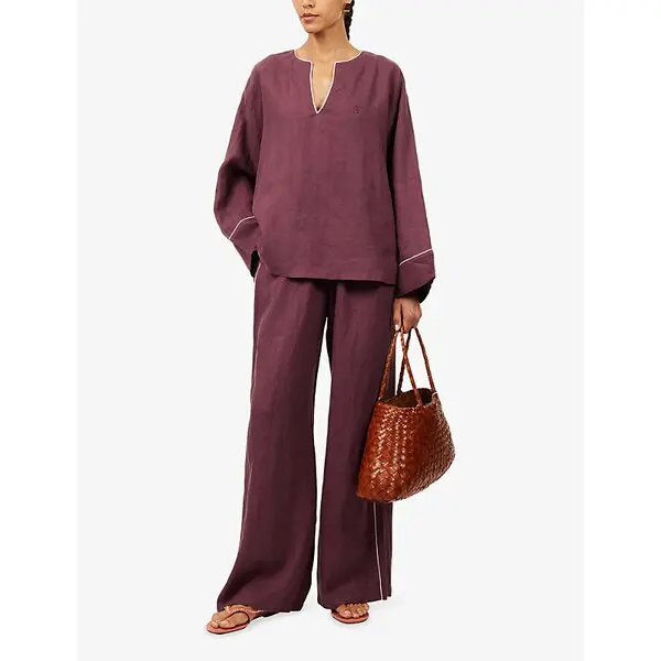 Second Summer Zahara Embroidery Linen Top