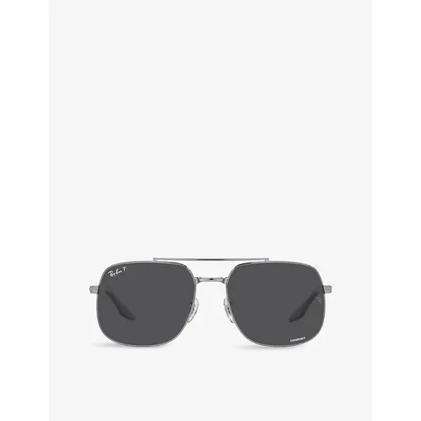 Ray-ban Rb3699 Polarised Polished-metal Sunglasses - Grey