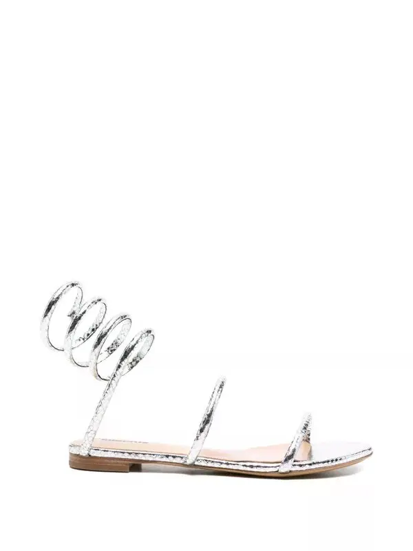 Lola Cruz Spiral Ankle-strap Sandals - Silver