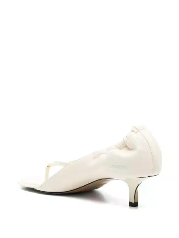 Jacquemus Open-toe Gathered Leather Sandals - Neutrals