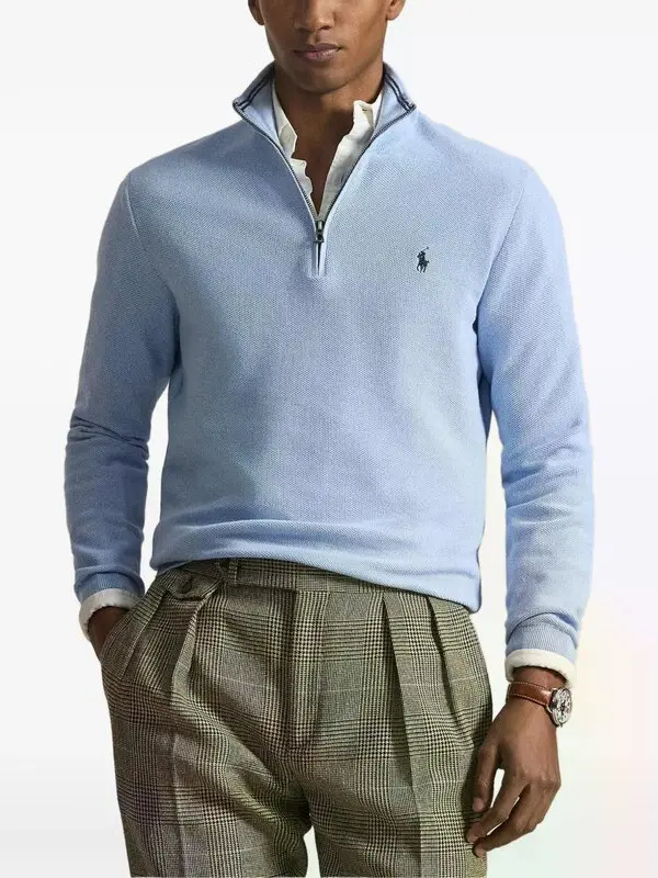 Polo Ralph Lauren Half-zip Sweater With Embroidered Logo - Blue