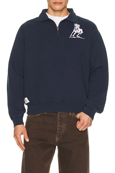 ONE OF THESE DAYS Running Horse Quarter Zip Sweatshirt - Navy