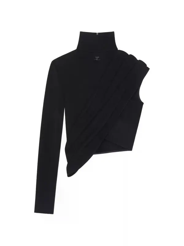 COURREGES Asymmetrical Sleeve Cropped Top