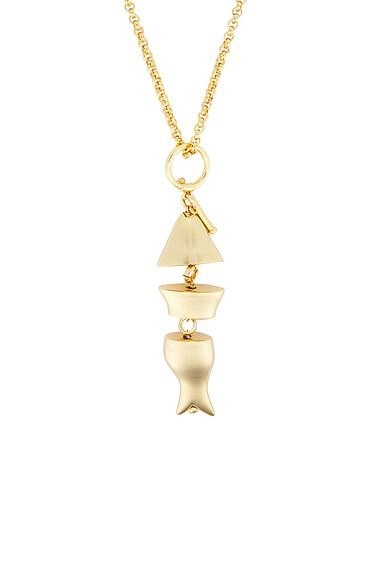 Timeless Pearly 24k Gold-plated Brass Fish Pendant Necklace