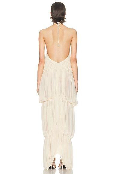 Ronny Kobo Halterneck Draped Tulle Gown