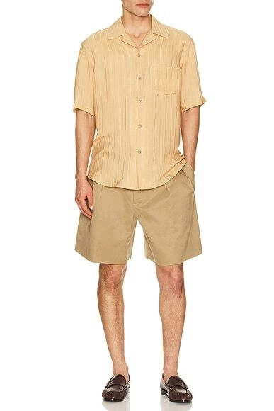 Saint Laurent Pleated Cotton Shorts