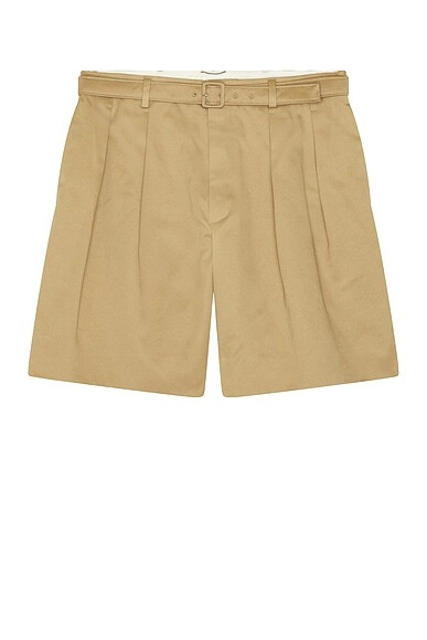 Saint Laurent Pleated Cotton Shorts