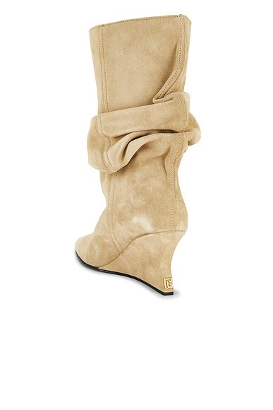 Balmain Ankle Wedge Boots With Gaiter-style Draping