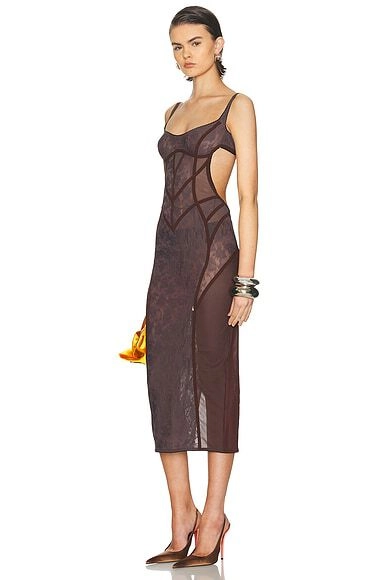Attico Midi Lace Dress - Brown