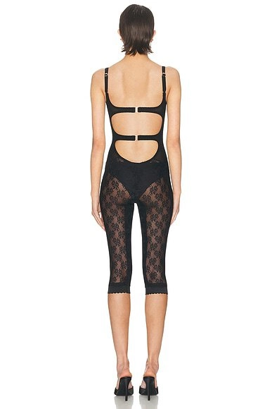 Attico Lace Overall Catsuit - Black