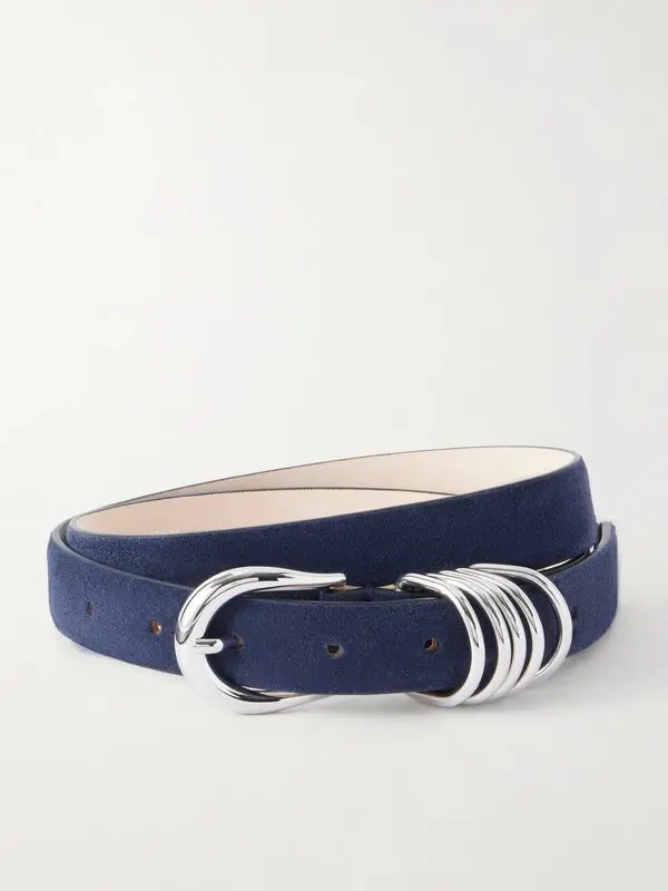 DEHANCHE Hollyhock Suede Belt With Silver-tone Buckle - Blue